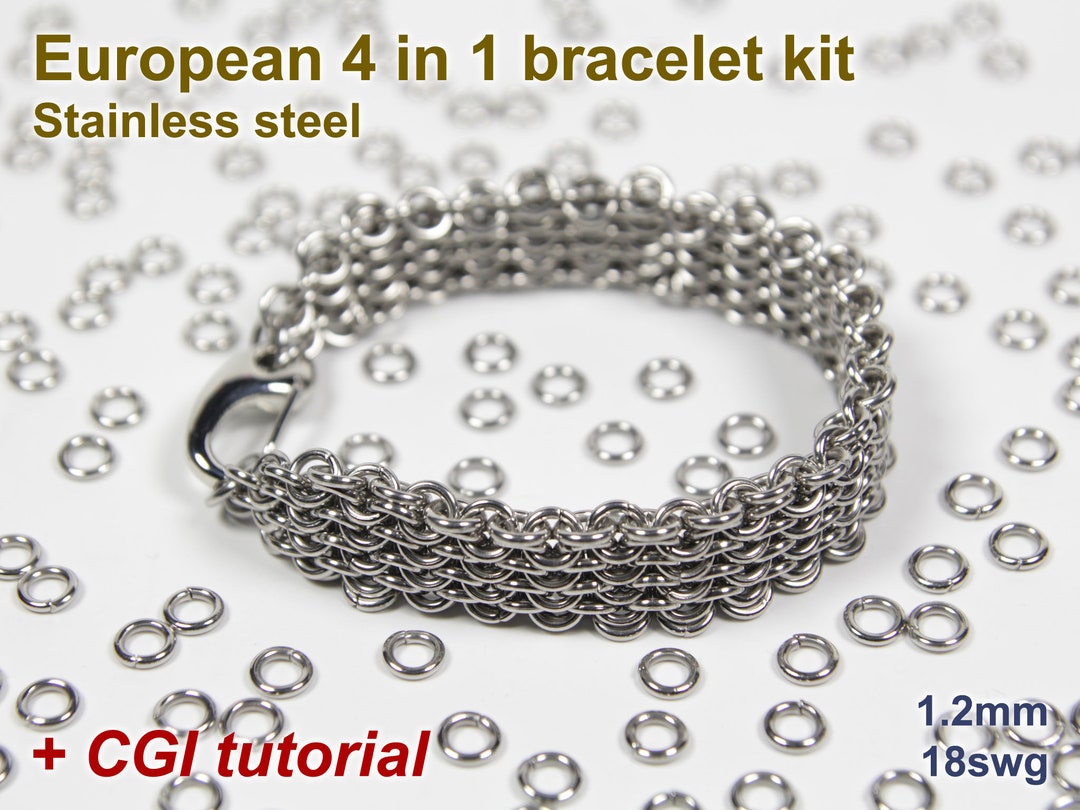 European 4 in 1 Bracelet Kit, 1.2mm, Chainmaille Kit, Stainless Steel ...