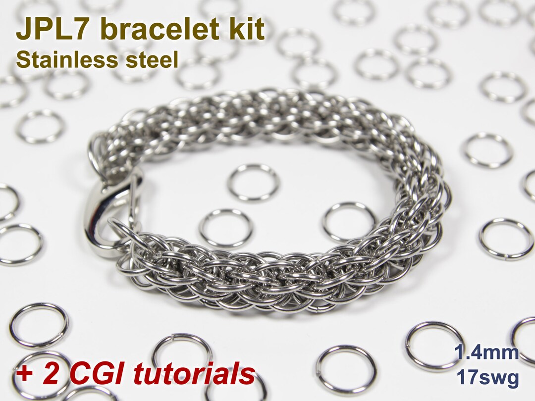 JPL7 Bracelet Kit, 1.4mm, Chainmaille Kit, Stainless Steel, Chainmail Kit, Jump Rings, JPL7 ...