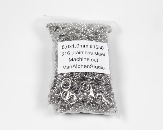 8.0x1.0mm, Stainless Steel Jump Rings, Machine Cut, Chainmaille Rings ...