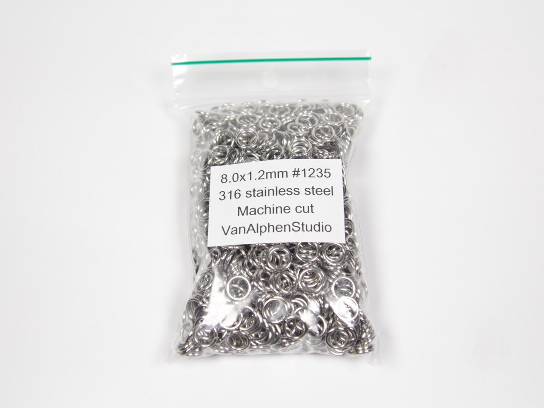 8.0x1.2mm, Stainless Steel Jump Rings, Machine Cut, Chainmaille Rings ...