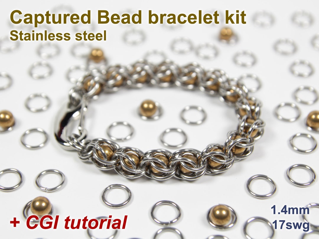Captured Bead Bracelet Kit, 1.4mm, Chainmaille Kit, Stainless Steel ...