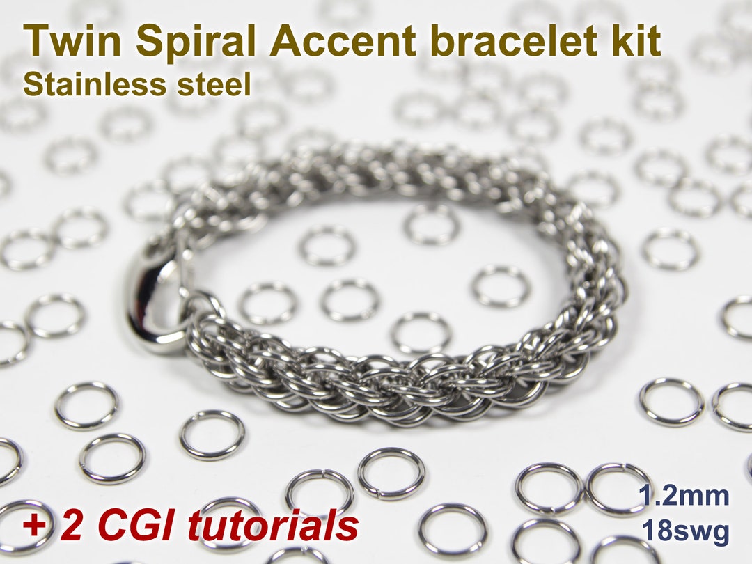 Twin Spiral Accent Bracelet Kit, 1.2mm, Chainmaille Kit, Stainless ...