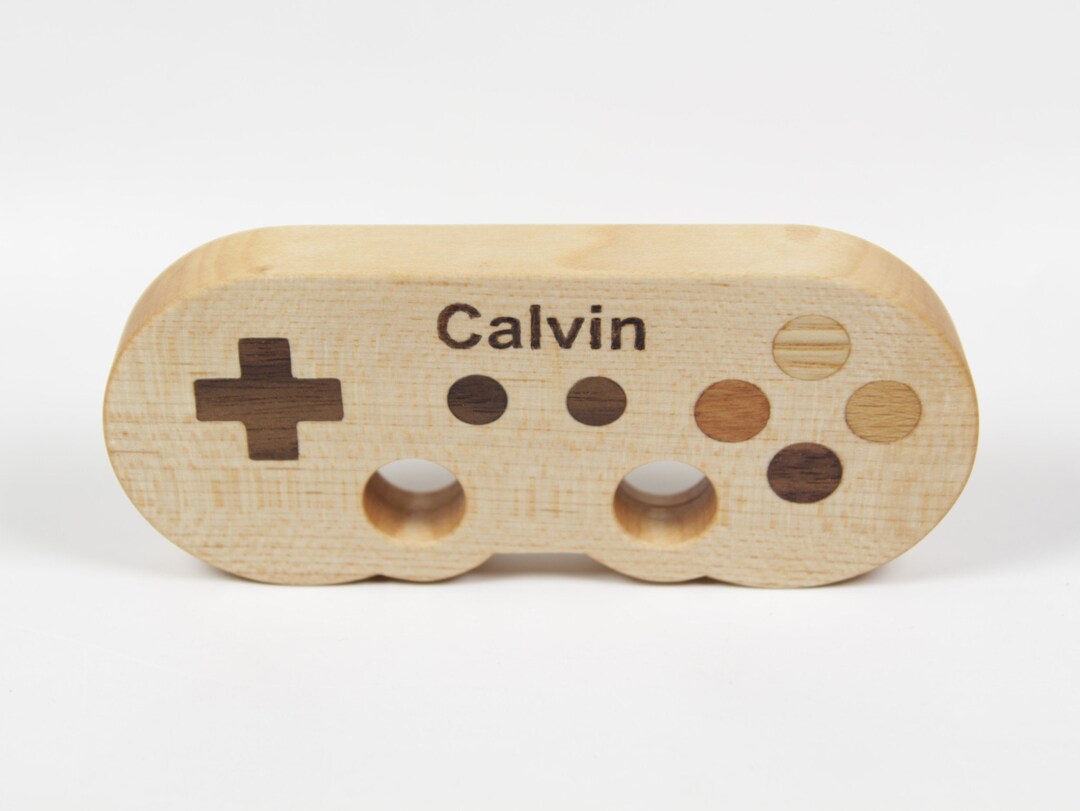 Personalized Controller Teether, Wooden Teether, Natural Wood Teether ...