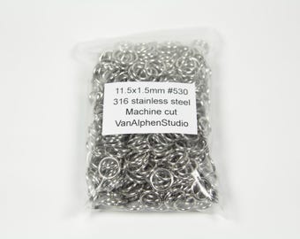 8.0x1.2mm, Stainless Steel Jump Rings, Machine Cut, Chainmaille Rings ...