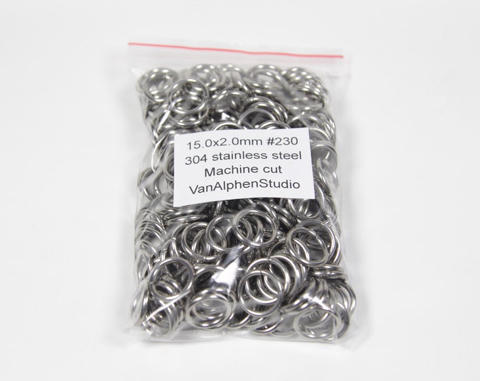 15.0x2.0mm, Stainless Steel Jump Rings, Machine Cut, Chainmaille Rings ...