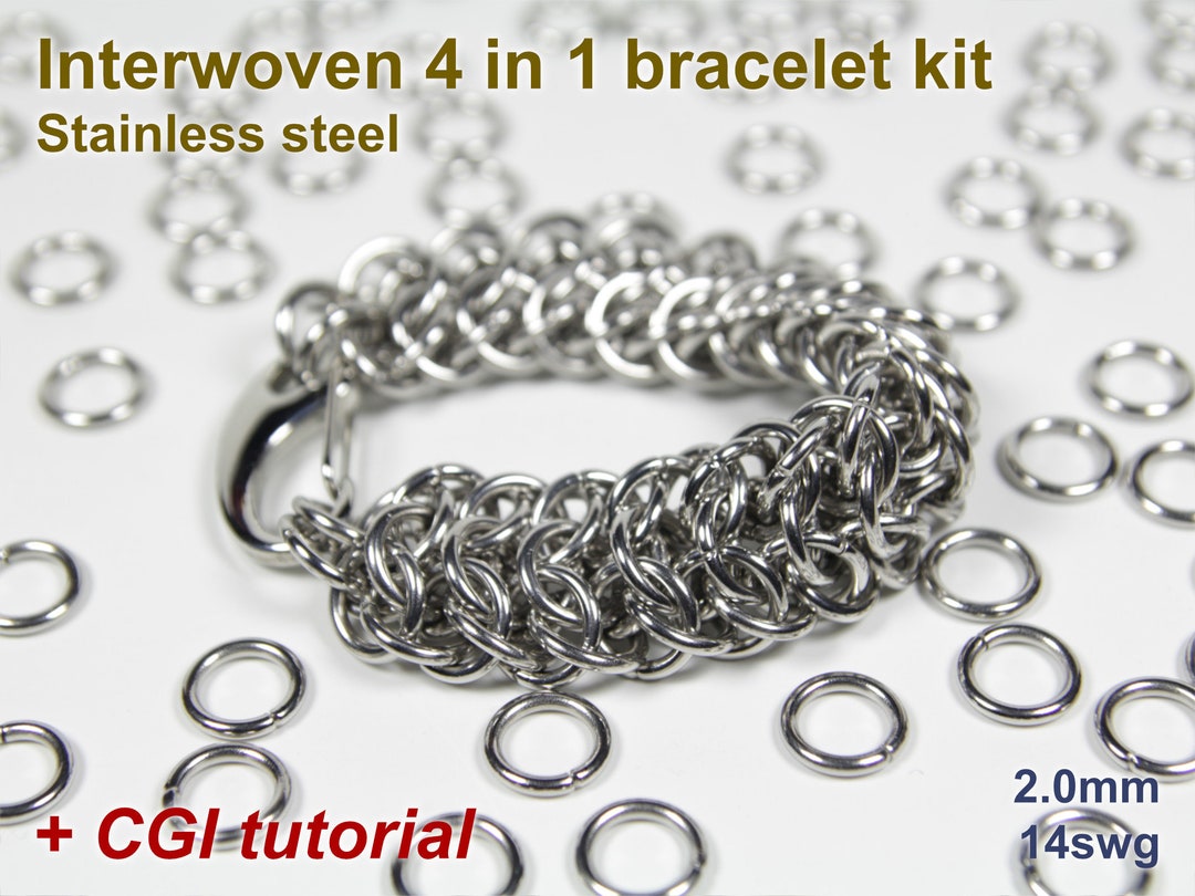 Interwoven 4 in 1 Bracelet Kit, 2.0mm, Chainmaille Kit, Stainless Steel ...
