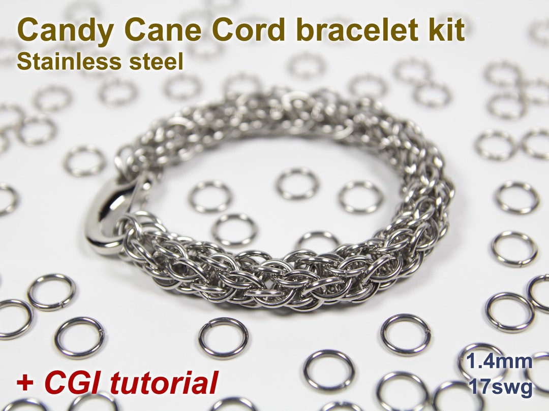 Candy Cane Cord Bracelet Kit, 1.4mm, Chainmaille Kit, Stainless Steel ...
