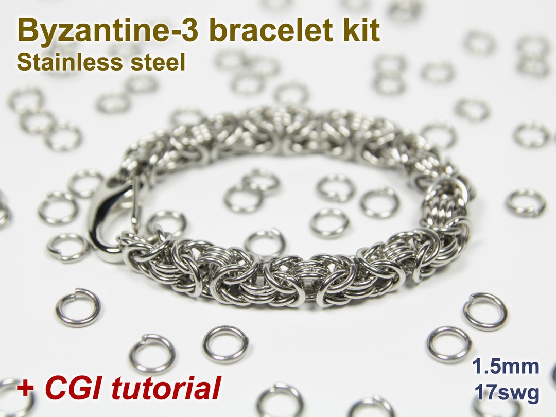 Byzantine-3 Bracelet Kit, 1.5mm, Chainmaille Kit, Stainless Steel ...