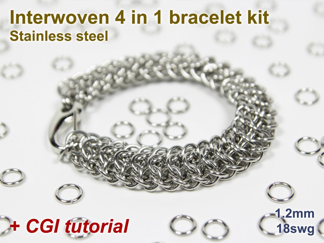 Interwoven 4 in 1 Bracelet Kit, 1.2mm, Chainmaille Kit, Stainless Steel, Jump Rings, Chainmail ...