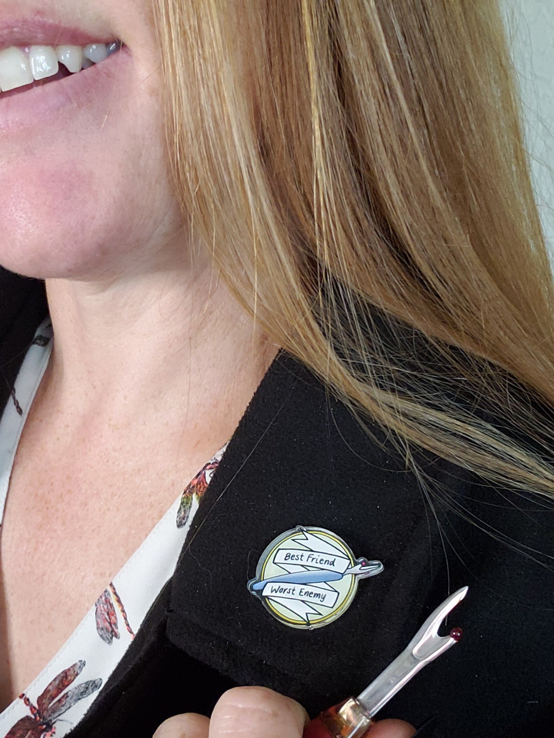 Lapel Pin Acrylic Pin Best Friend Worst Enemy Seam - Etsy
