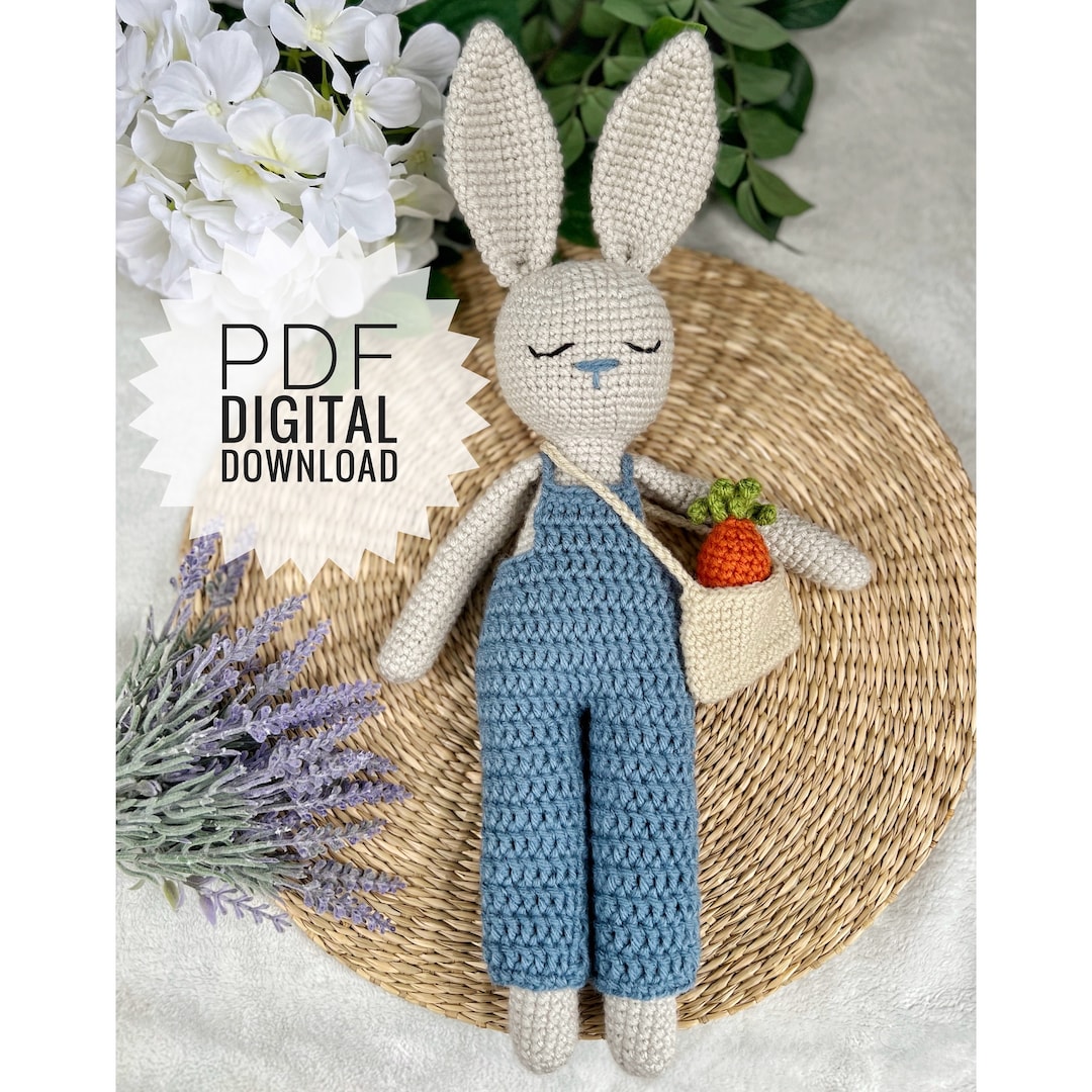 Crochet Bunny Amigurumi Pattern: Levi the Gardener Rabbit (PDF Digital ...