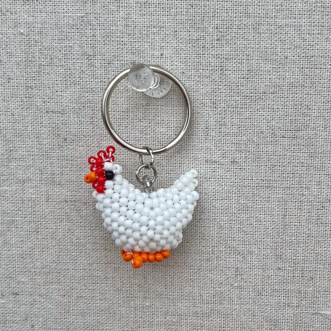 3D Seed Bead Chicken Keychain, Seed Bead, Keychain, Chicken Keychain ...