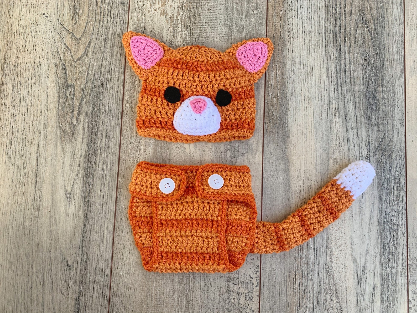 Crochet Tabby Cat Outfit crochet Orange Cat Paw Booties and | Etsy