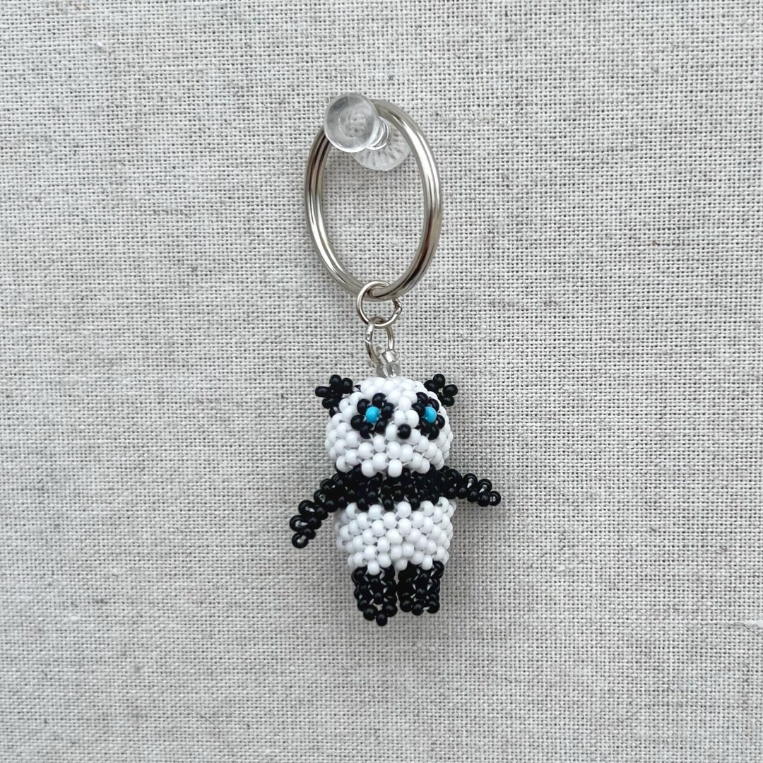 3D Seed Bead Panda Bear Keychain, Seed Bead, Keychain, Bear Keychain ...