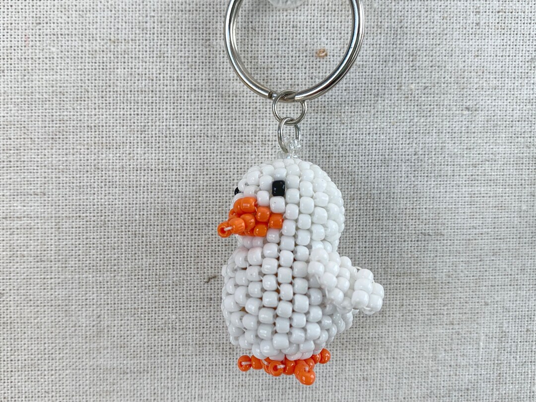 3D Seed Bead Duck Keychain Seed Bead Keychain Duck - Etsy