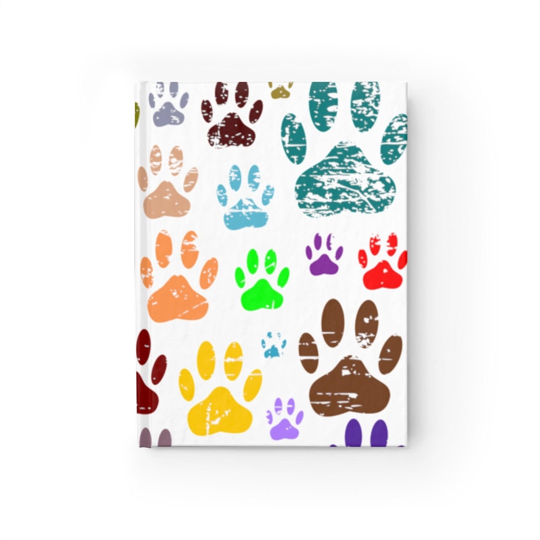 Distressed Dog Paw Print Pattern Journal - Ruled Lined Diary for Dog ...