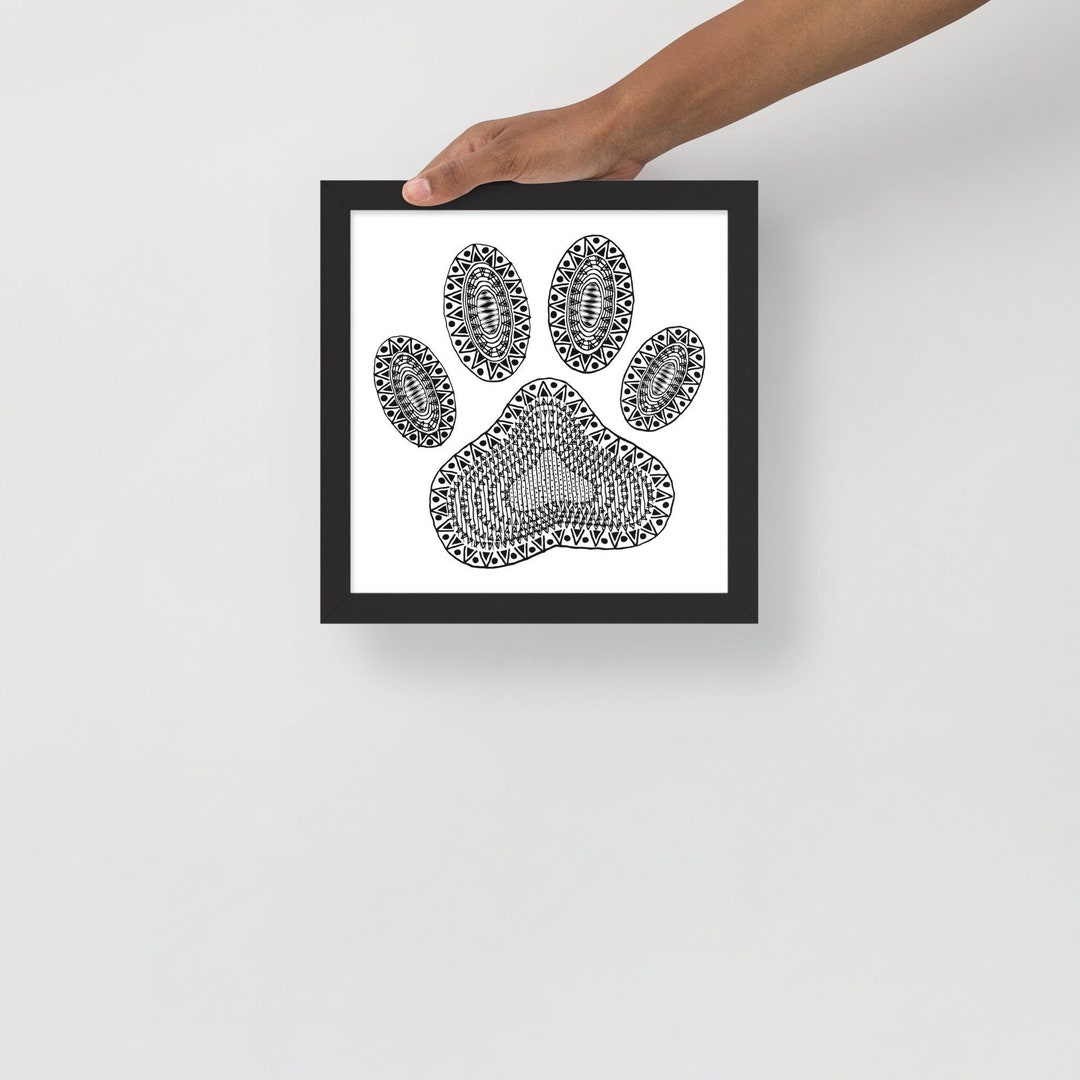 Abstract Art Tribal Dog Paw Print - Framed Square Poster - Gift Idea ...