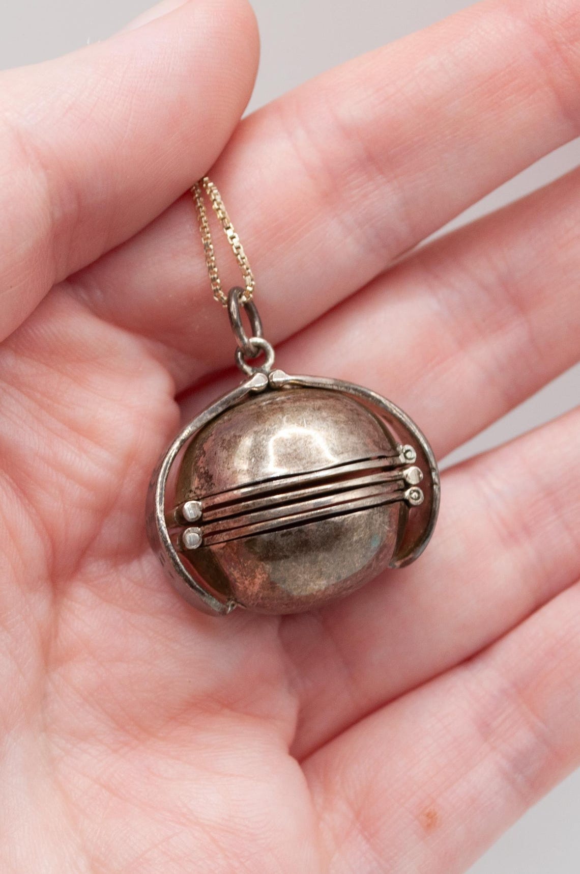 Vintage Sterling Silver Ball Locket - Etsy