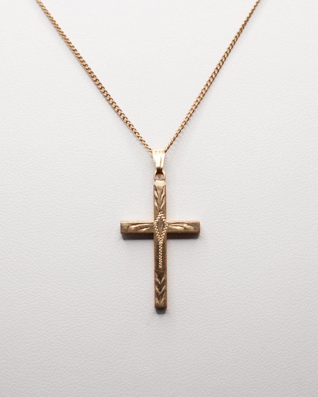 Vintage Engraved 14k Gold Filled Cross on 12K Necklace - Etsy