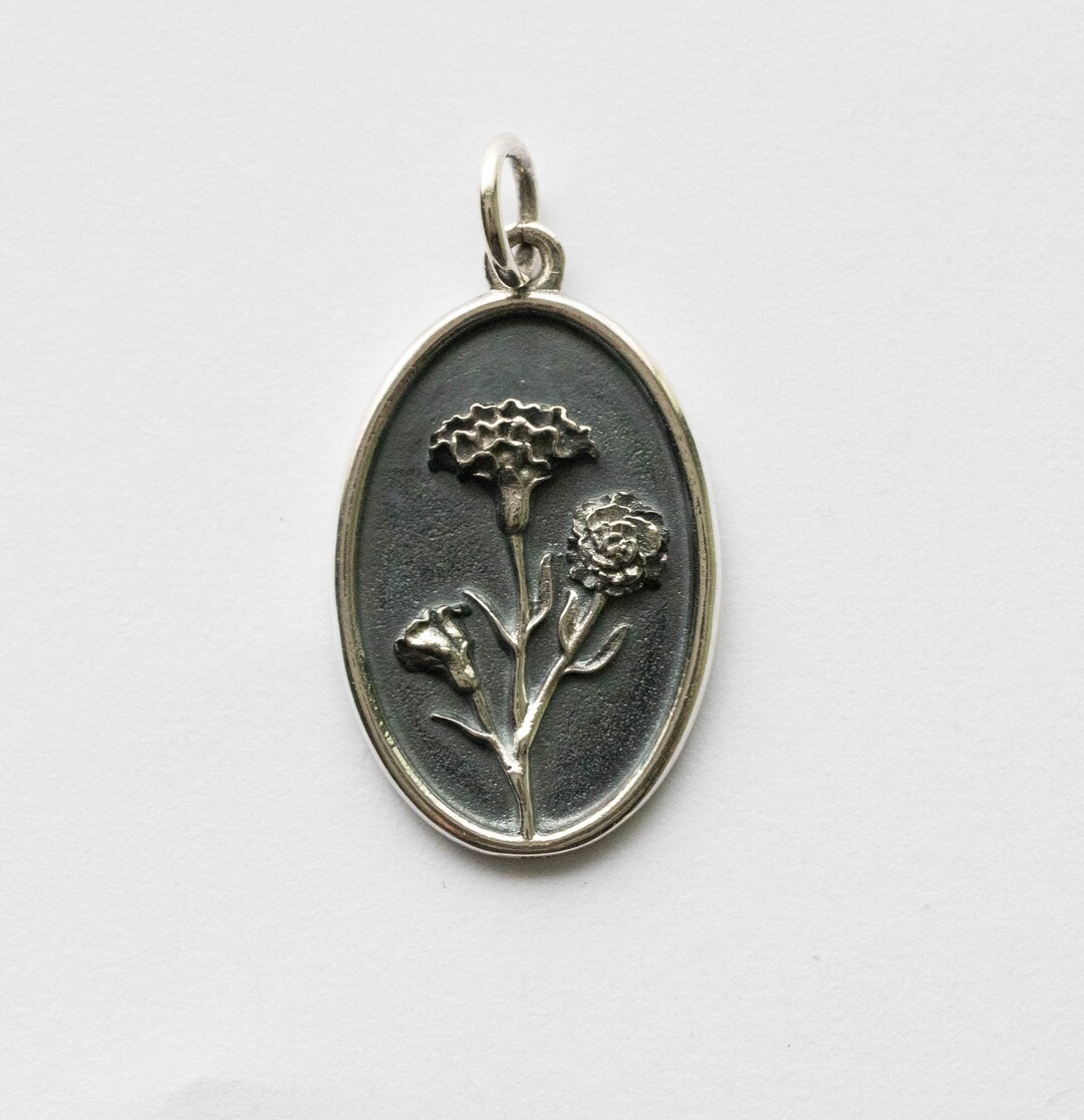 925 Sterling Silver Carnation Charm - January Birthflower - Etsy