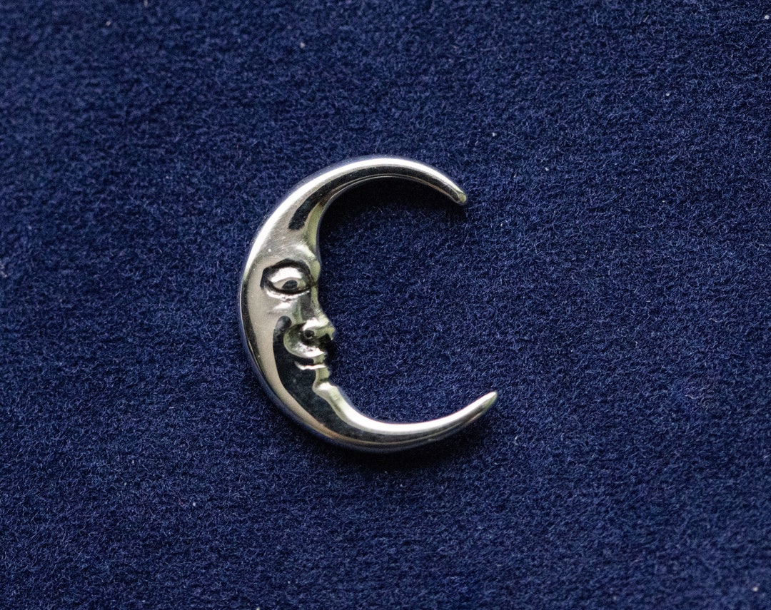 925 Sterling Silver Moon With Face Component - Etsy