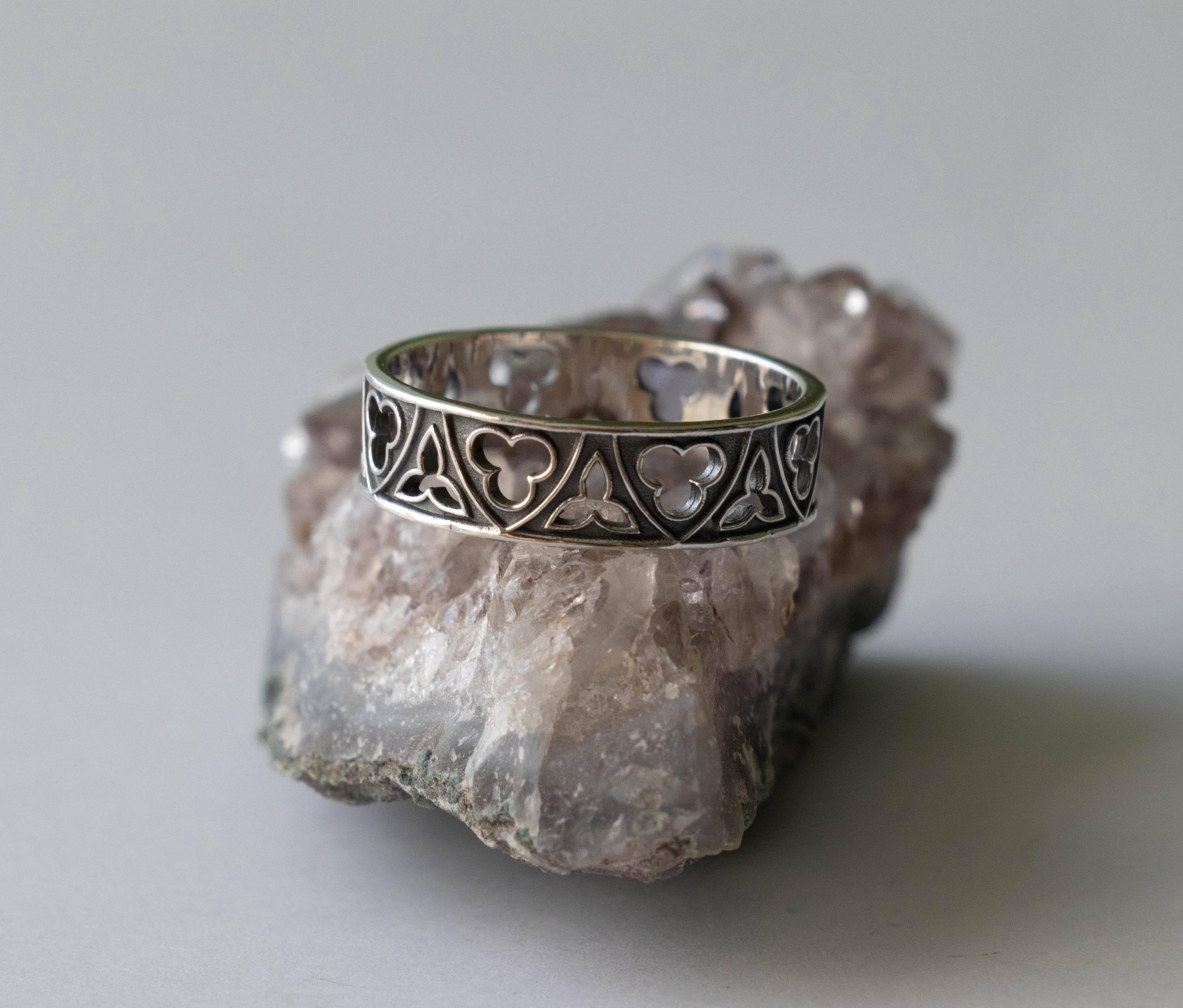 925 Sterling Silver Gothic Window Band Ring - Etsy