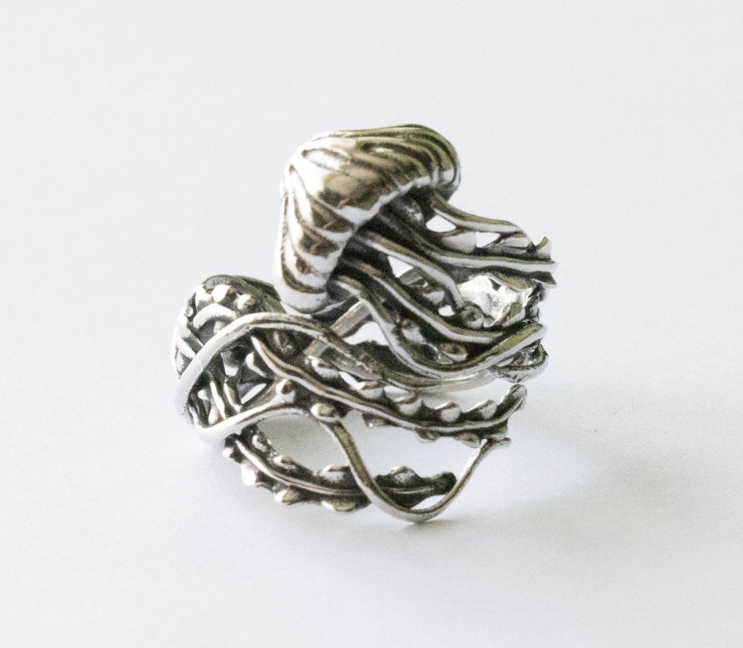 925 Sterling Silver Jellyfish Adjustable Ring - Etsy