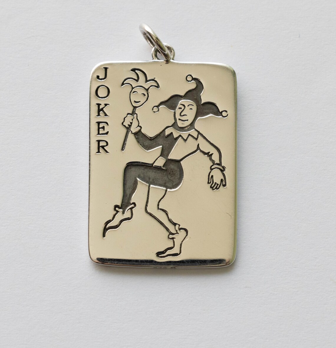 925 Sterling Silver Joker Playing Card Pendant - Etsy