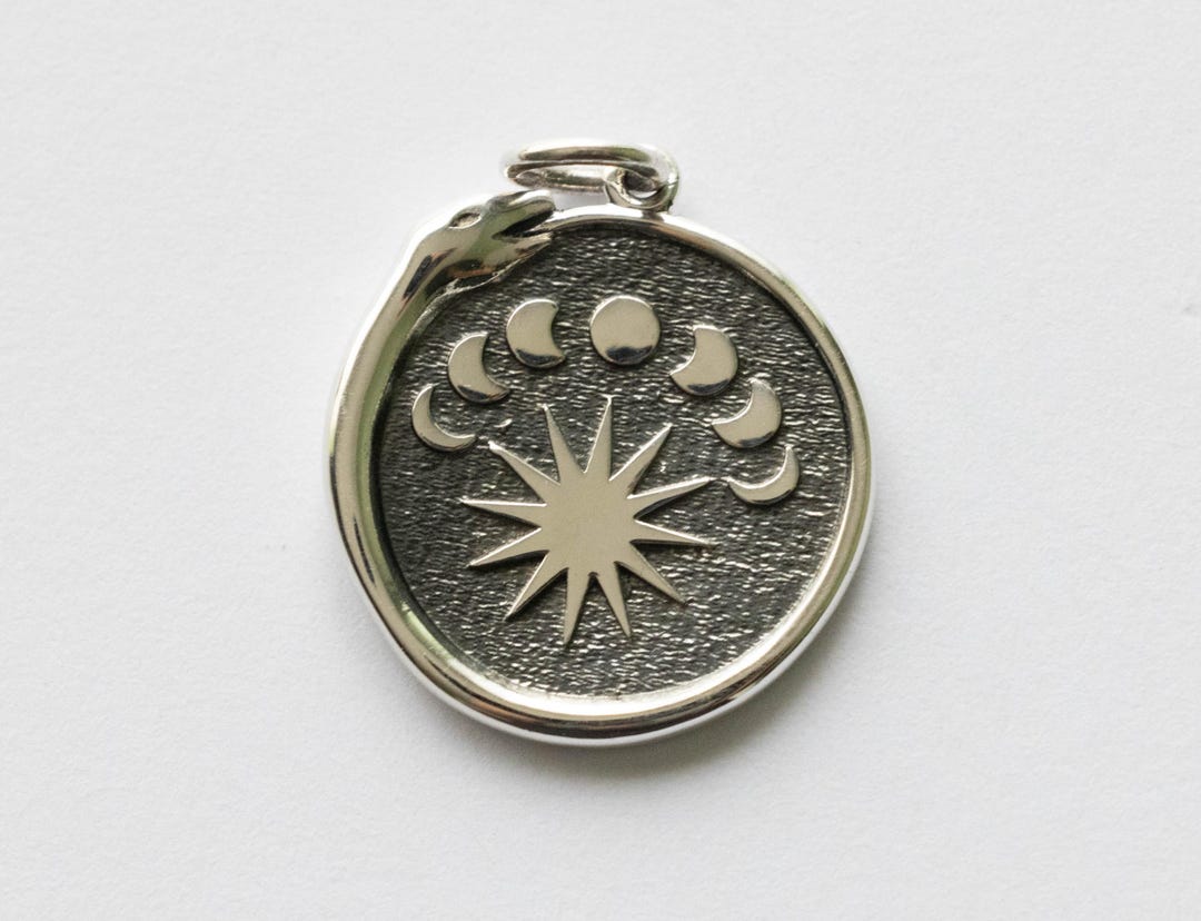 925 Sterling Silver Ouroboros Snake With Moon Phases Charm - Etsy