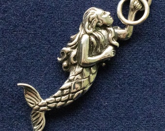 Mermaid Backside Pendant 925 Sterling Silver Detailed Mermaid Charm ...
