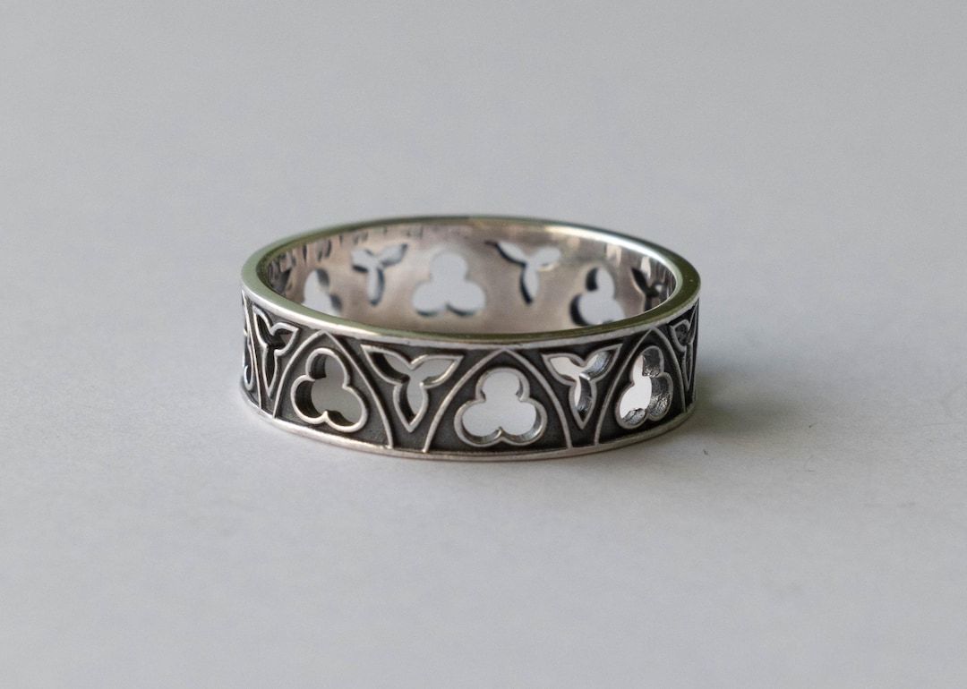 925 Sterling Silver Gothic Window Band Ring - Etsy