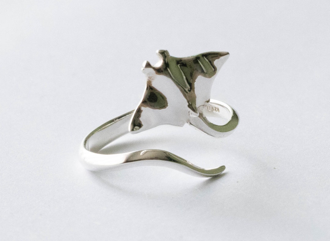 925 Sterling Silver Stingray Adjustable Ring - Etsy