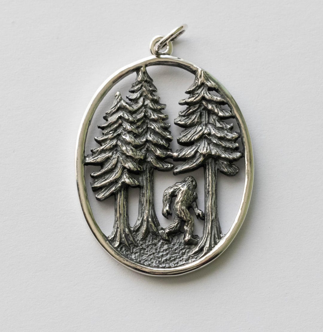 925 Sterling Silver Bigfoot in the Forest Pendant - Etsy