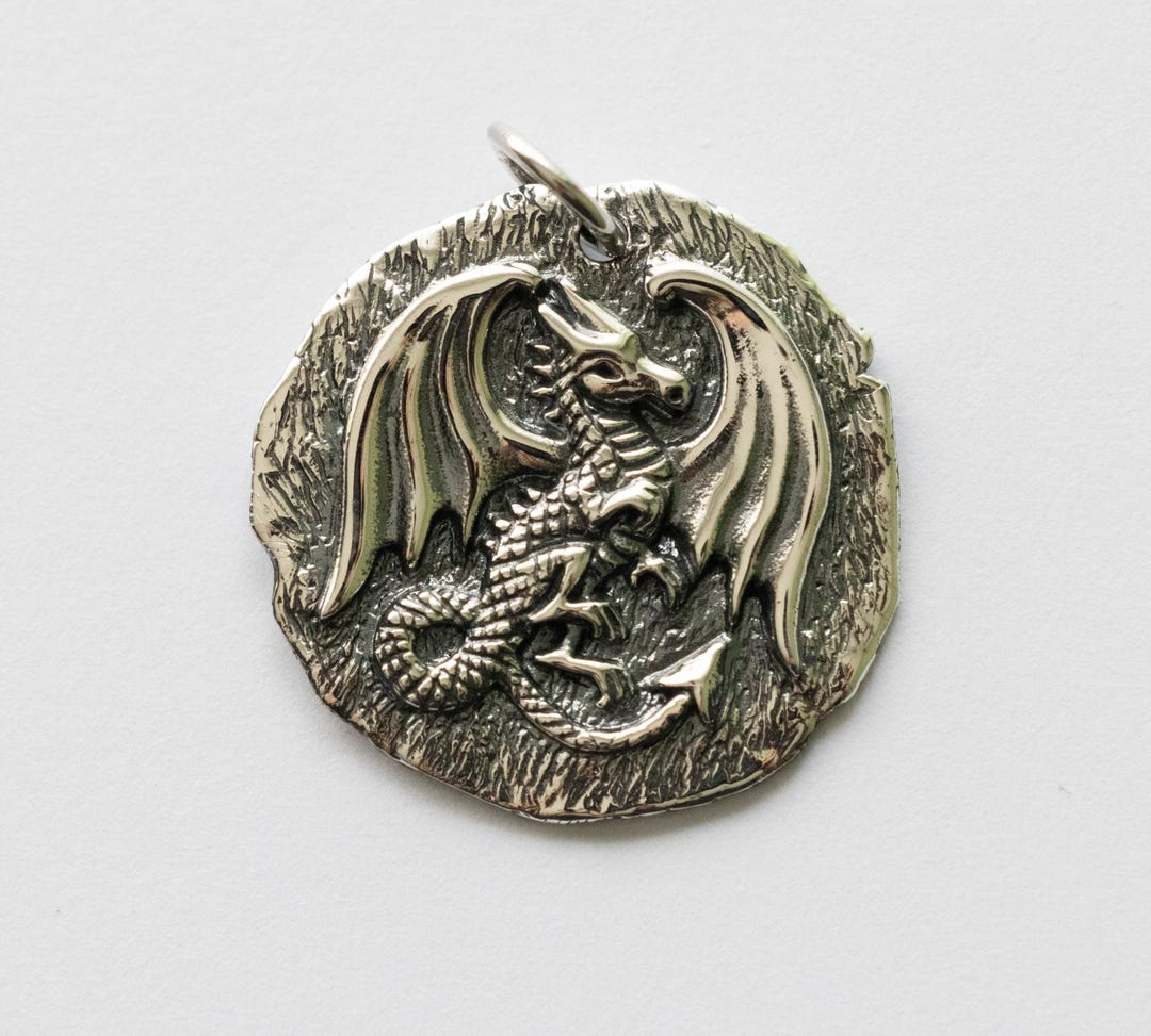 925 Sterling Silver Dragon Coin Charm - Etsy UK