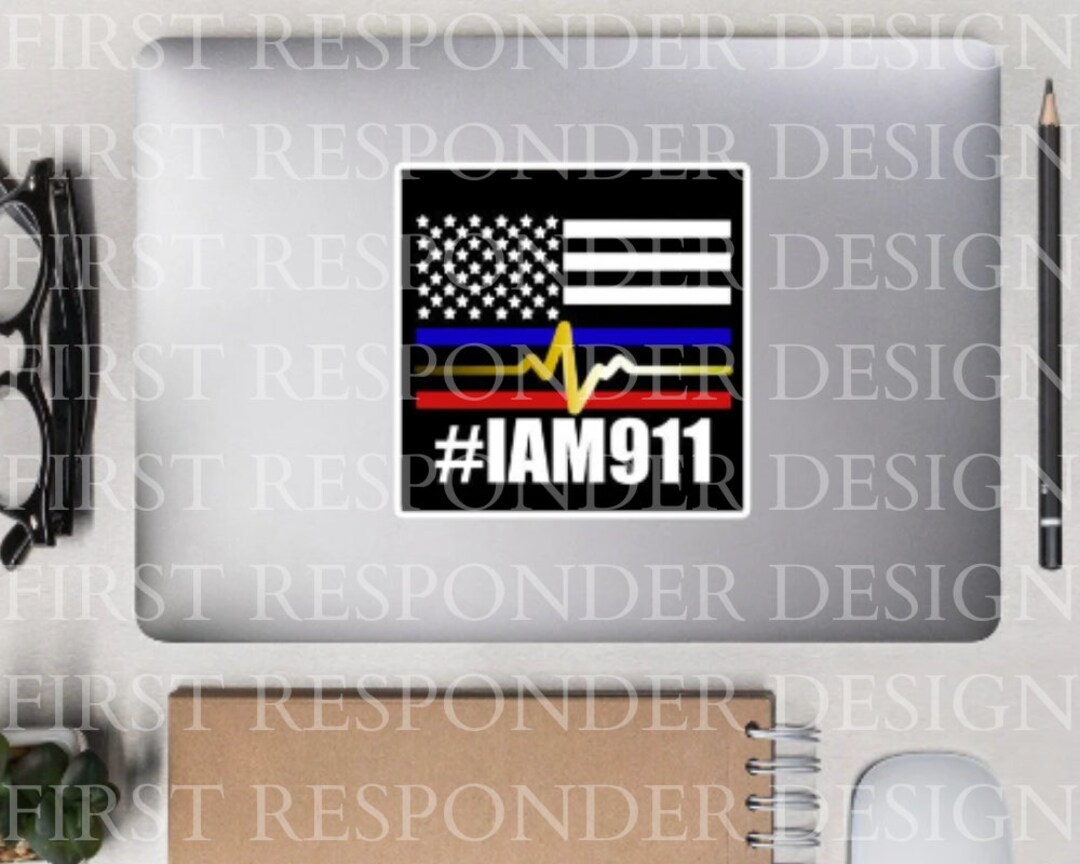 Dispatcher Decal, Thin Gold Line Decal, 911 Dispatch Decal, Thin Gold ...