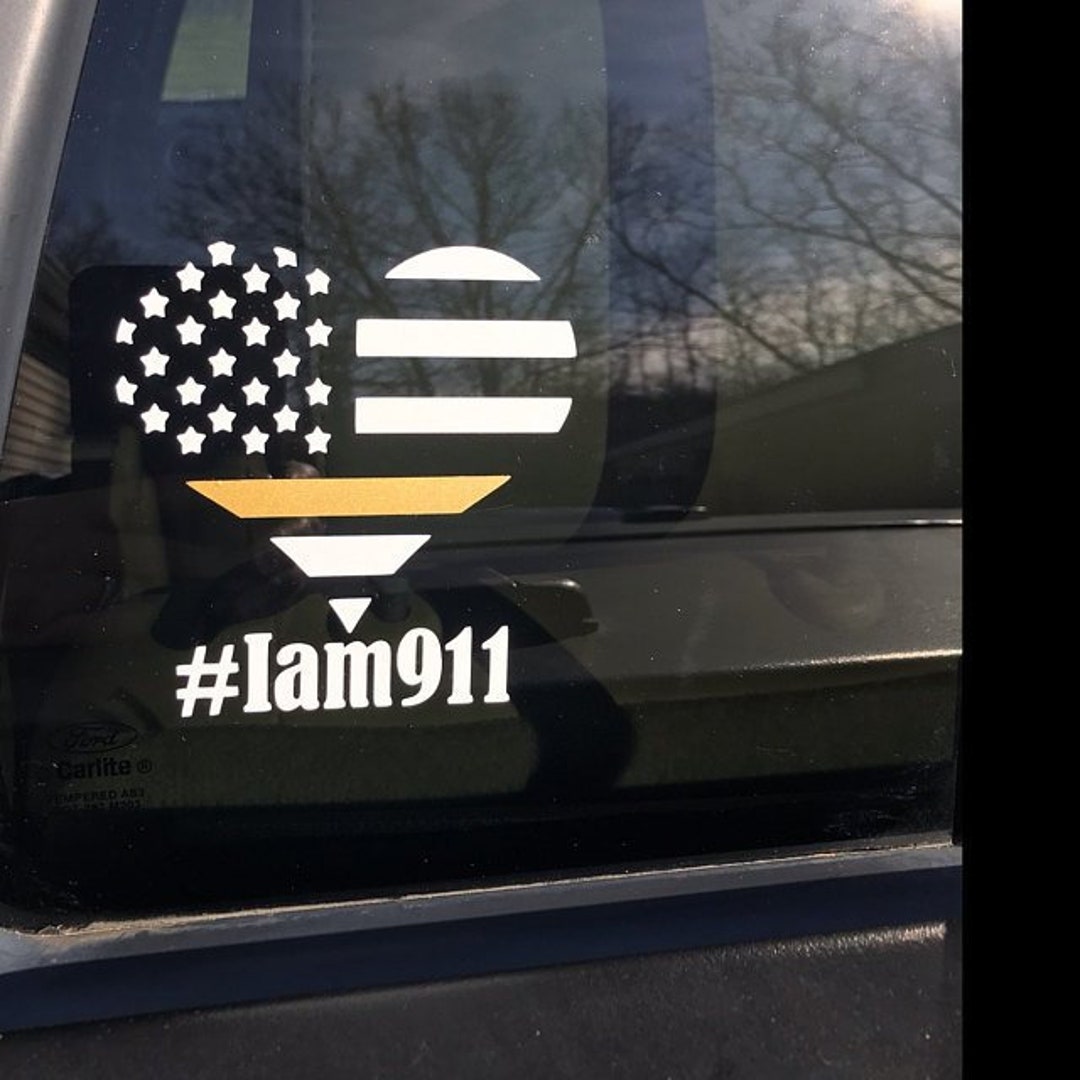 911 Dispatcher Decal, Thin Gold Line Decal, 911 Dispatch Decal, Thin ...
