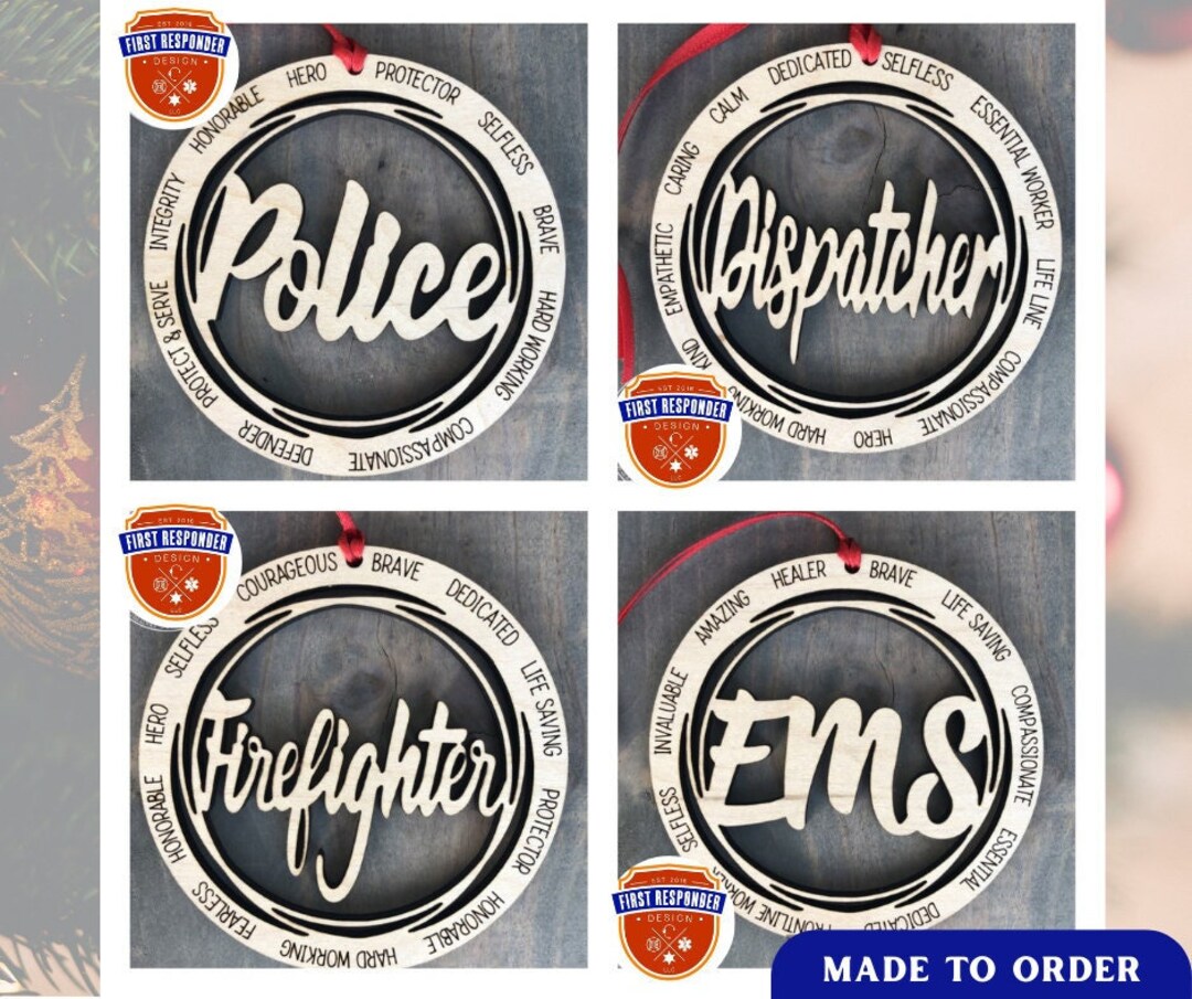 First Responder Wooden Ornaments, Dispatcher Ornament, Police Ornament ...