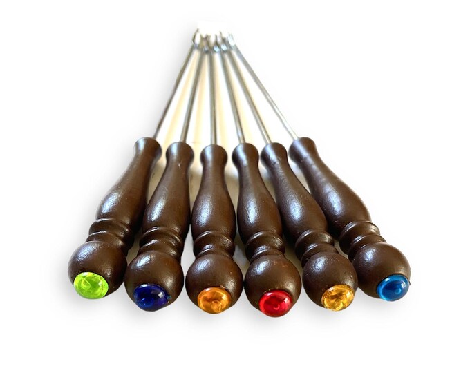 Vintage Mid Century Fondue Forks Color Coded Handles 6 Pc Replacement ...