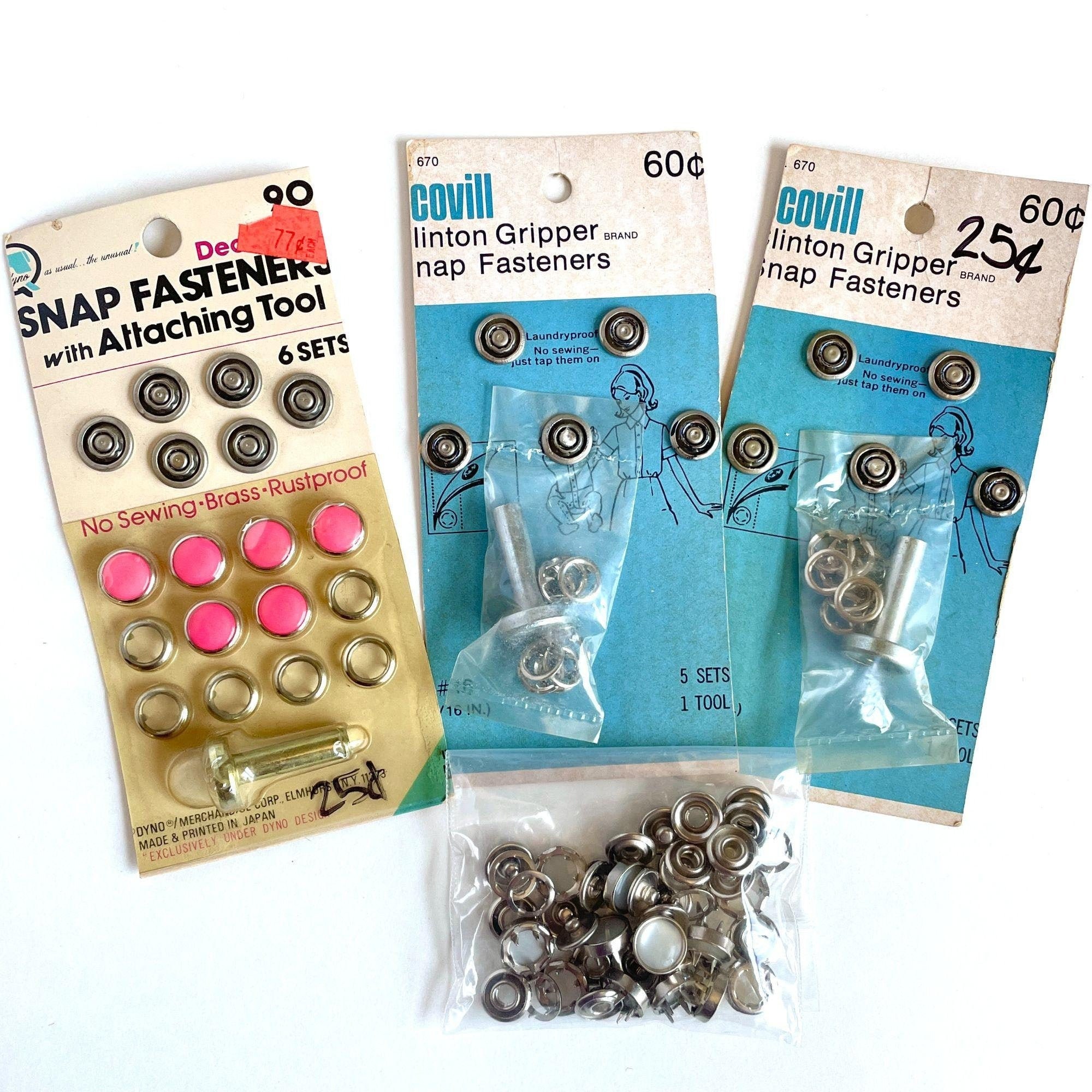 Lot Vintage Sewing Notions Snap Fasteners Scovill Clinton Dyno - Etsy