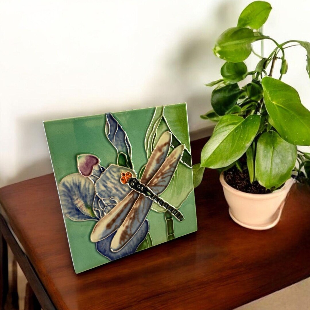 Ceramic Dragonfly Raised Line Tile Decor Hang or Sit 6 Inch - Etsy