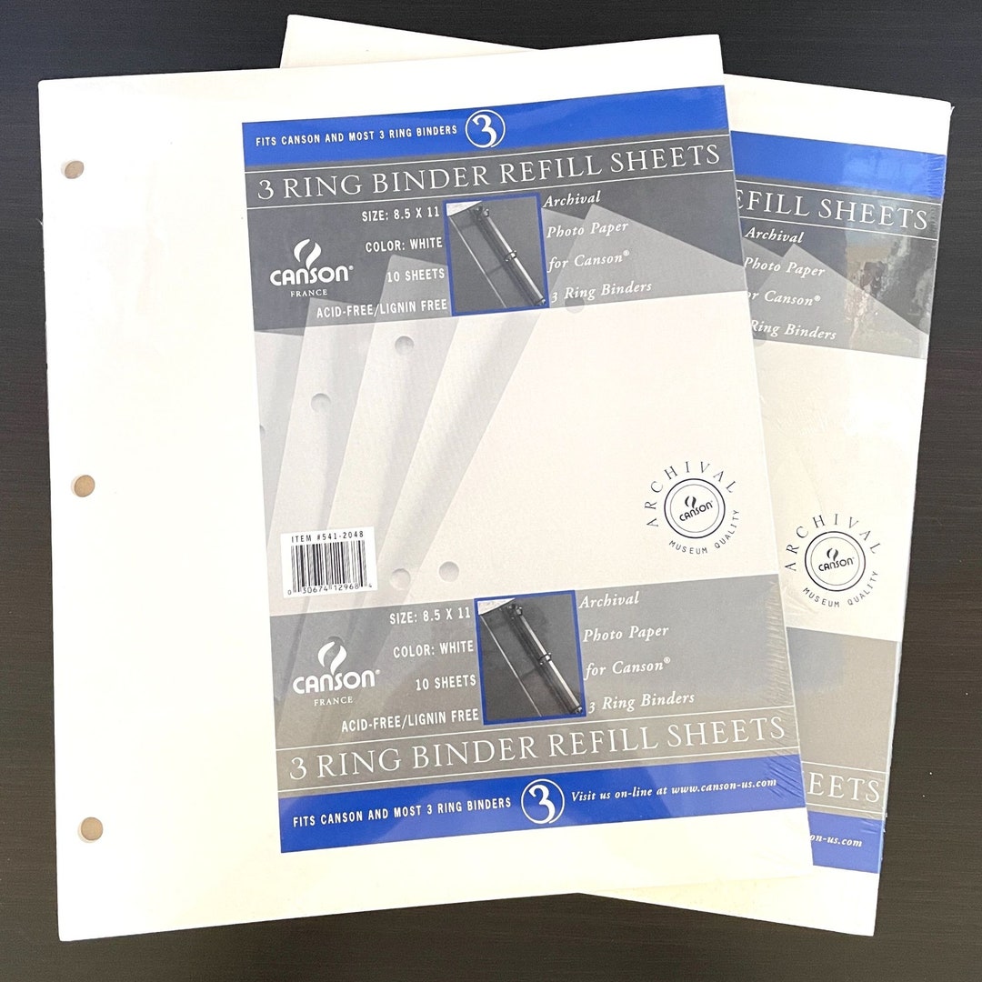 2 Pack Binder Refill Sheets 3 Ring Canson 8.5" X 11" White 20 Sheets ...