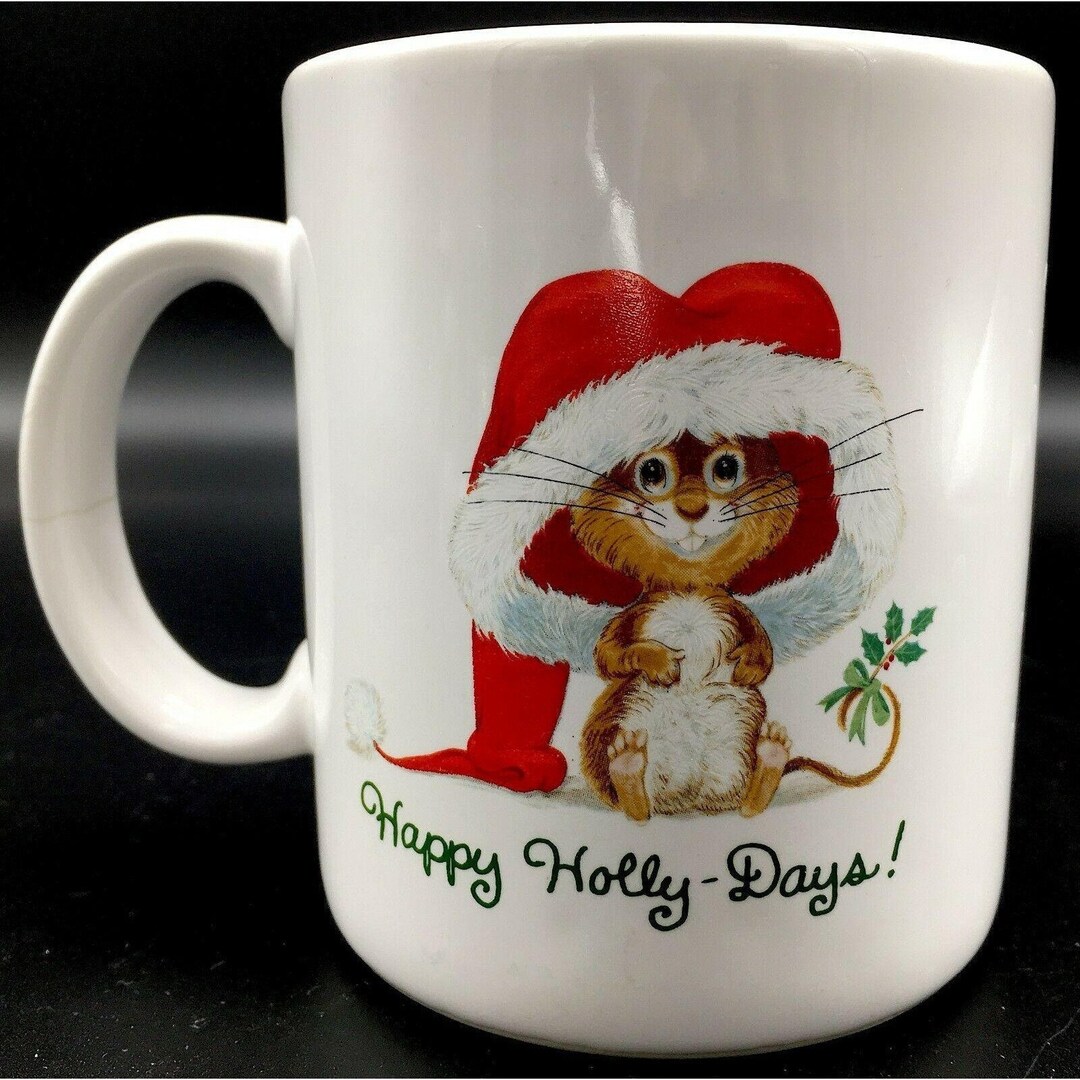 Merry Chris Mouse Pencil Mug Hallmark Happy Holly Days Ceramic - Etsy
