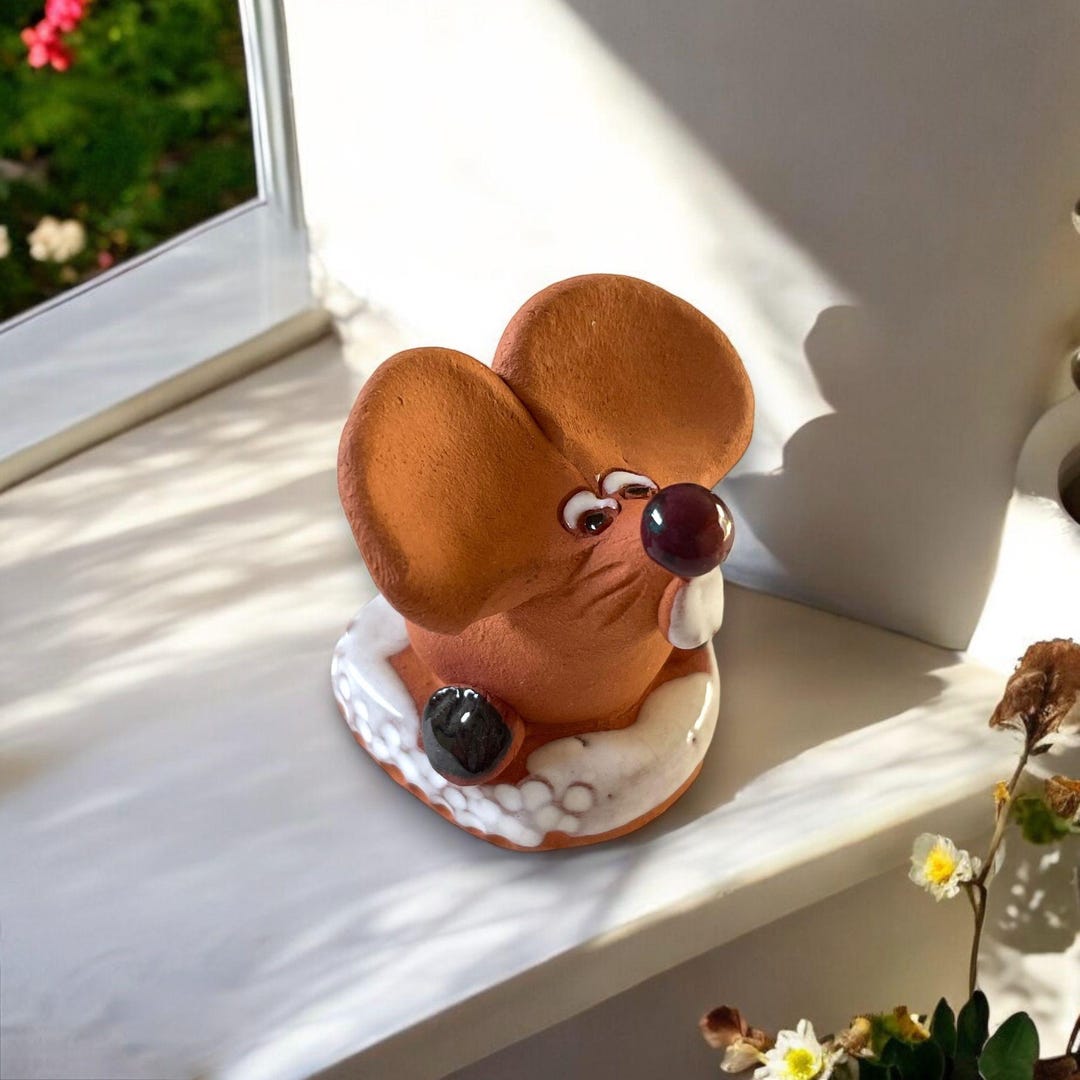 Handmade Mouse Red Clay Mouse Figurine With Glazed Details 1 3/4" H - Etsy