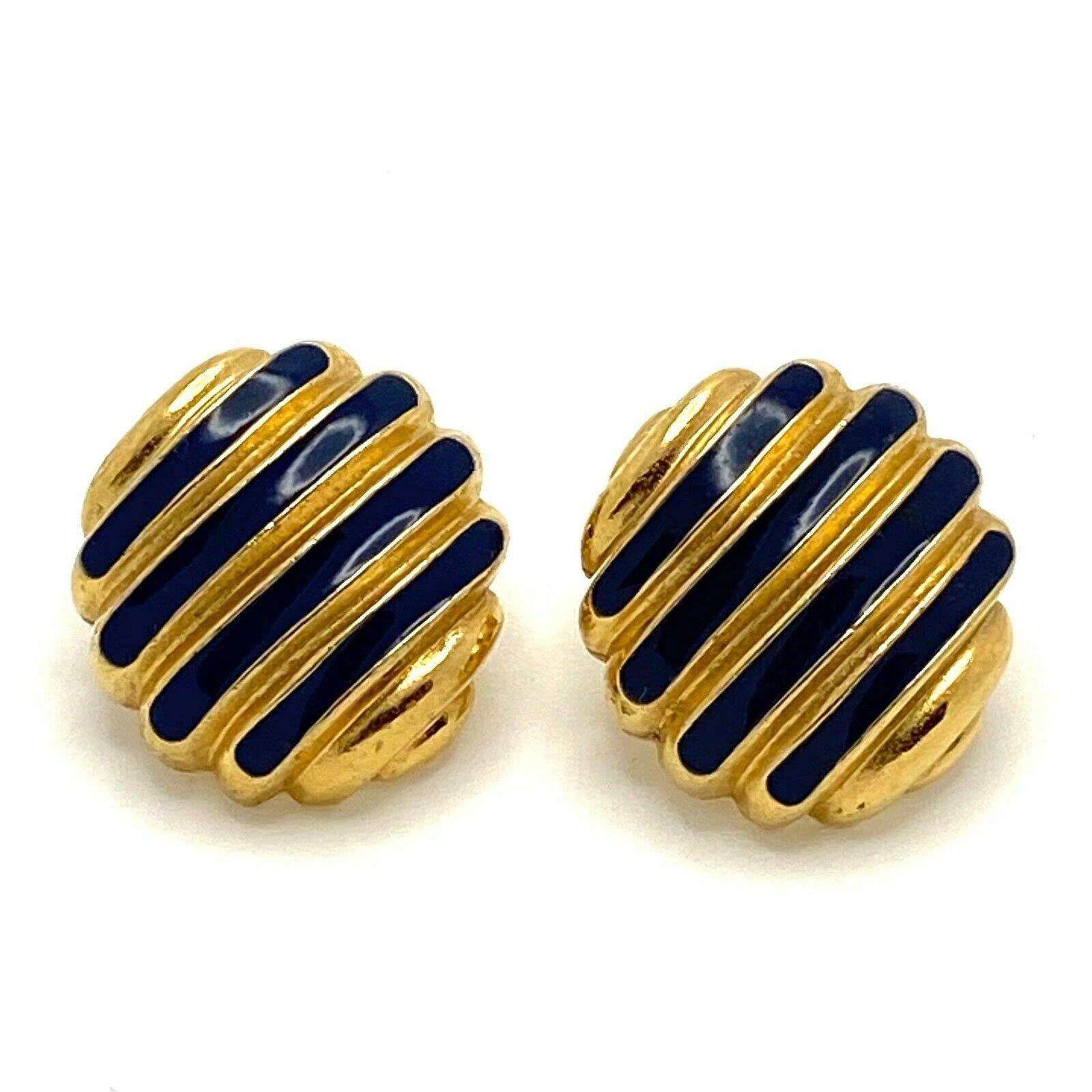 Lot of 3 Vintage Earrings Navy Blue Gold Pierced Mixed Styles | Etsy