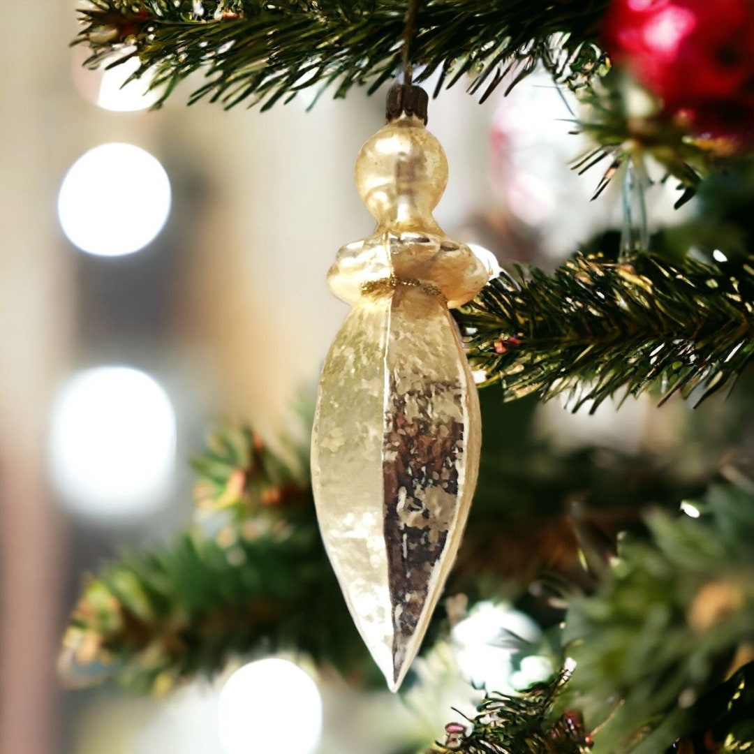 Vintage Glass Ornament Fancy Decor Shape Silver Gold 6 1/4" L Germany ...