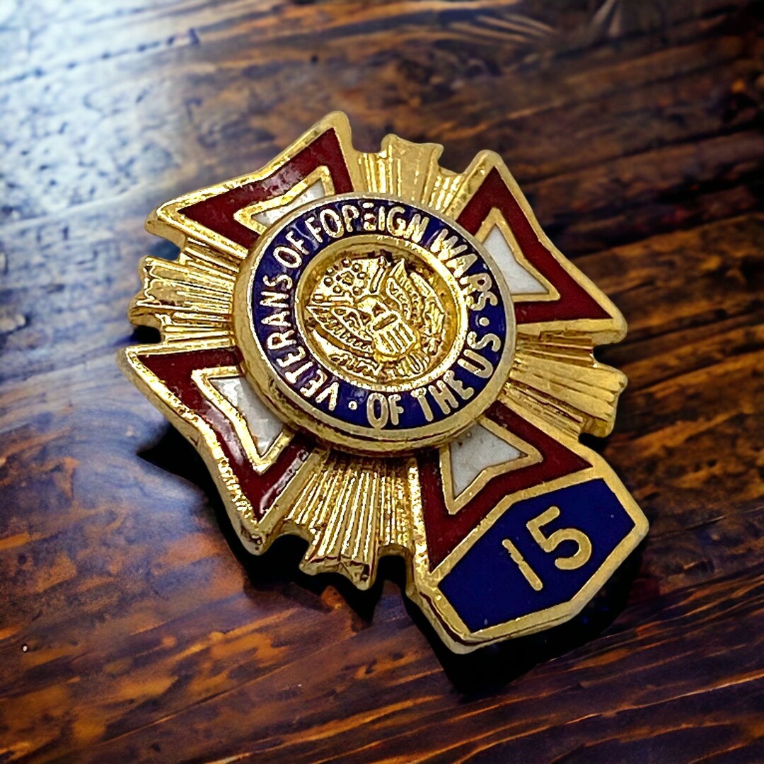 Vintage VFW 15 Year Tack Pin Red White Blue Enamel Gold Tone - Etsy