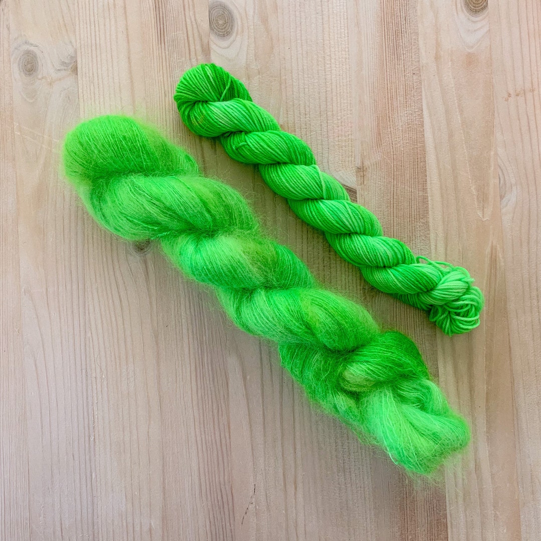 Neon Green Yarn | Green Mohair | Green Sock Yarn | Sour Apple | Tonal ...