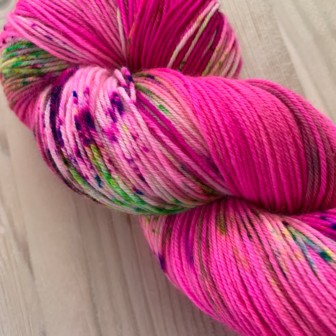Hand Dyed Hot Pink Sock Yarn With Neon Purple and Green - Etsy