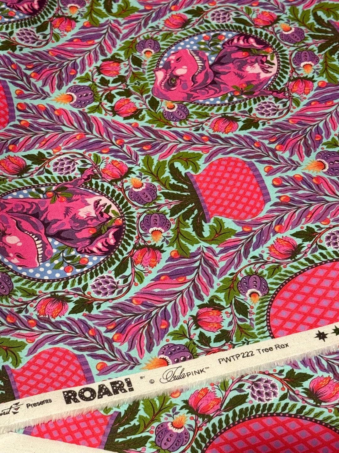 Tula Pink ROAR! Tree Rex - Mist by the Half Yard - Etsy