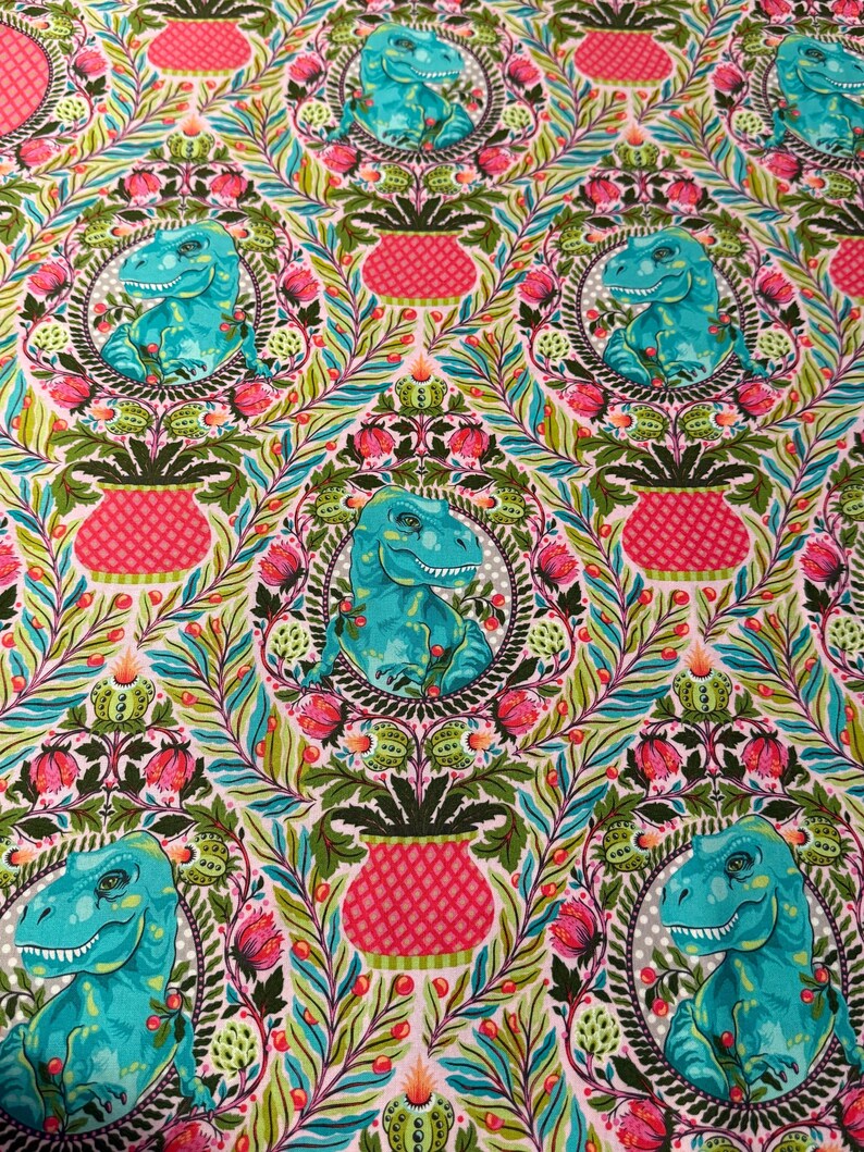 Tula Pink ROAR Tree Rex Blush by the Half Yard - Etsy